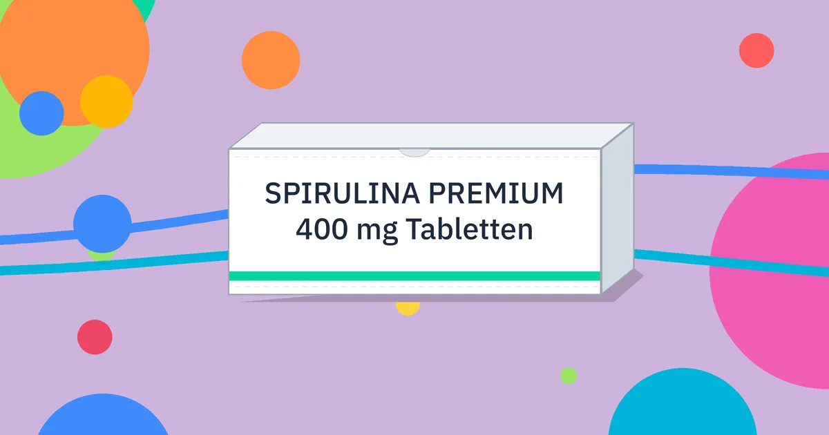 Symbolbild: Packung mit der Aufschrift SPIRULINA PREMIUM 400 mg Tabletten (PZN 09463776) – Verfügbarkeit und Bezug in Apotheken in Frankfurt am Main