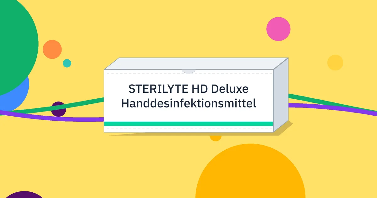 Symbolbild: Packung mit der Aufschrift STERILYTE HD Deluxe Handdesinfektionsmittel (PZN 17910947) – Verfügbarkeit und Bezug in Apotheken in Frankfurt am Main