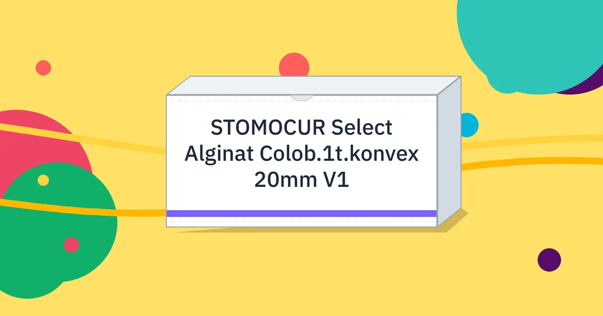 Symbolbild: Packung mit der Aufschrift STOMOCUR Select Alginat Colob.1t.konvex 20mm V1 (PZN 18198505) – Verfügbarkeit und Bezug in Apotheken in Frankfurt am Main