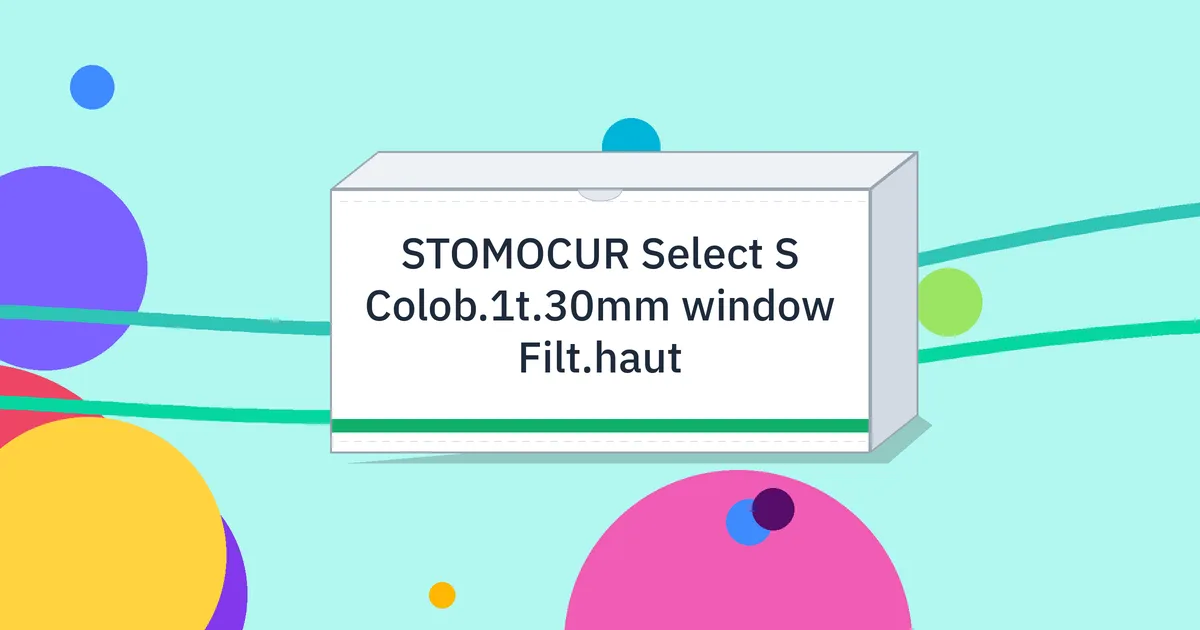 Symbolbild: Packung mit der Aufschrift STOMOCUR Select S Colob.1t.30mm window Filt.haut (PZN 12726239) – Verfügbarkeit und Bezug in Apotheken in Frankfurt am Main