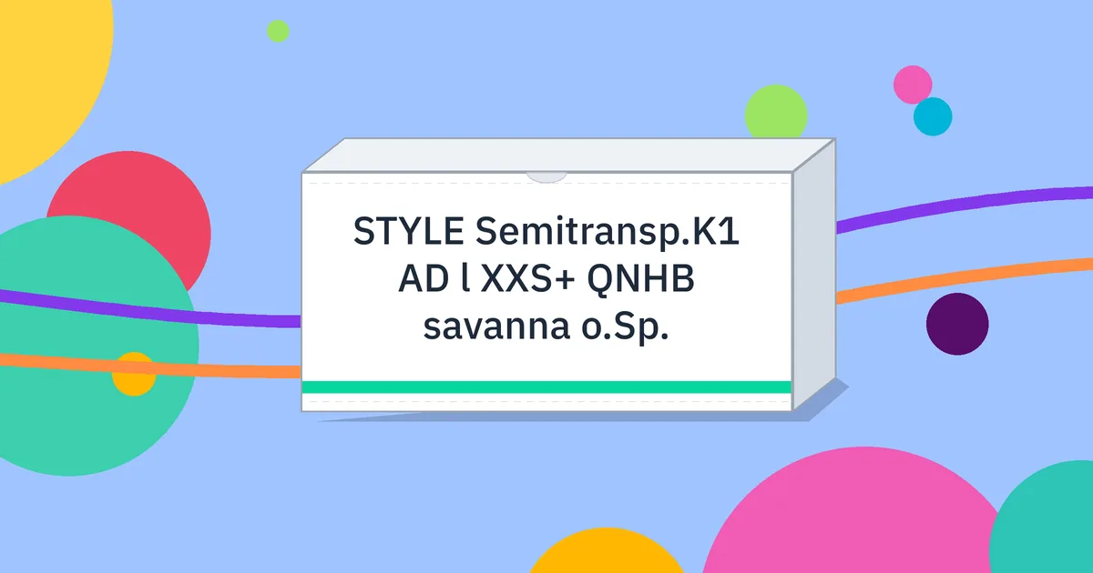 Symbolbild: Packung mit der Aufschrift STYLE Semitransp.K1 AD l XXS+ QNHB savanna o.Sp. (PZN 18869715) – Verfügbarkeit und Bezug in Apotheken in Frankfurt am Main