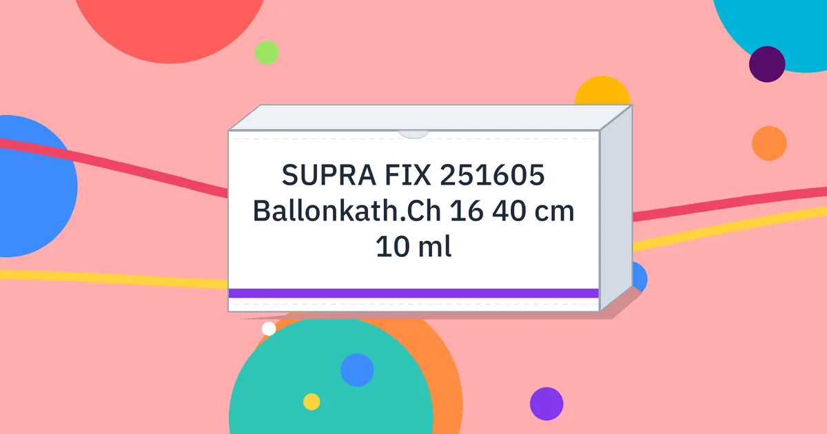 Symbolbild: Packung mit der Aufschrift SUPRA FIX 251605 Ballonkath.Ch 16 40 cm 10 ml (PZN 06679205) – Verfügbarkeit und Bezug in Apotheken in Frankfurt am Main