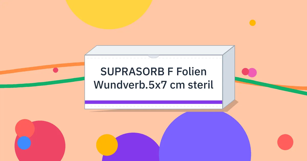 Symbolbild: Packung mit der Aufschrift SUPRASORB F Folien Wundverb.5x7 cm steril (PZN 00562531) – Verfügbarkeit und Bezug in Apotheken in Frankfurt am Main