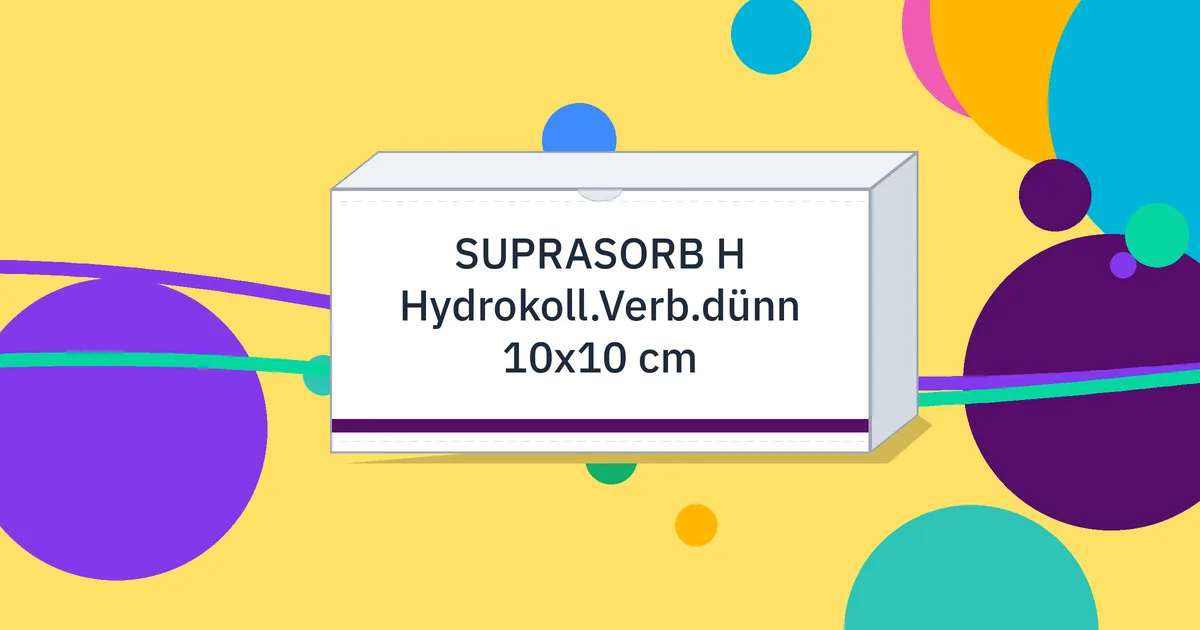 Symbolbild: Packung mit der Aufschrift SUPRASORB H Hydrokoll.Verb.dünn 10x10 cm (PZN 18052641) – Verfügbarkeit und Bezug in Apotheken in Frankfurt am Main