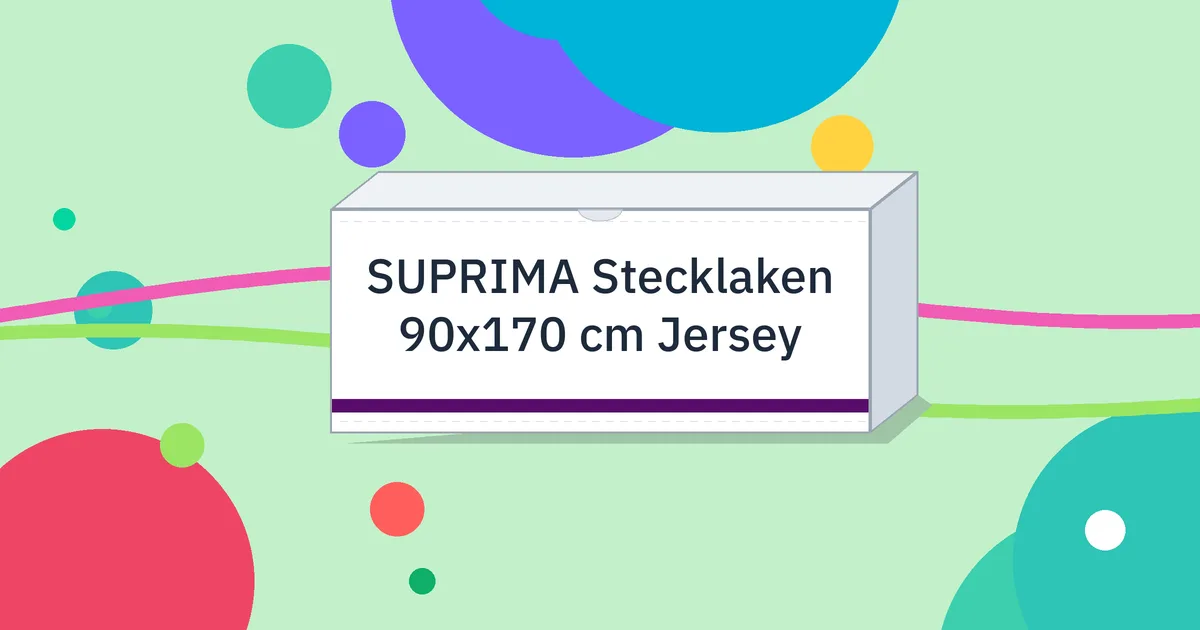 Symbolbild: Packung mit der Aufschrift SUPRIMA Stecklaken 90x170 cm Jersey (PZN 00063130) – Verfügbarkeit und Bezug in Apotheken in Frankfurt am Main
