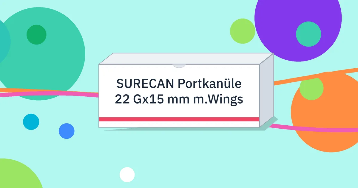 Symbolbild: Packung mit der Aufschrift SURECAN Portkanüle 22 Gx15 mm m.Wings (PZN 01058071) – Verfügbarkeit und Bezug in Apotheken in Frankfurt am Main