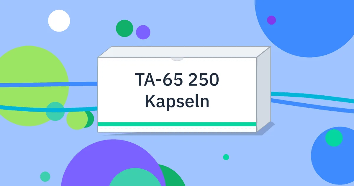 Symbolbild: Packung mit der Aufschrift TA-65 250 Kapseln (PZN 17439964) – Verfügbarkeit und Bezug in Apotheken in Frankfurt am Main