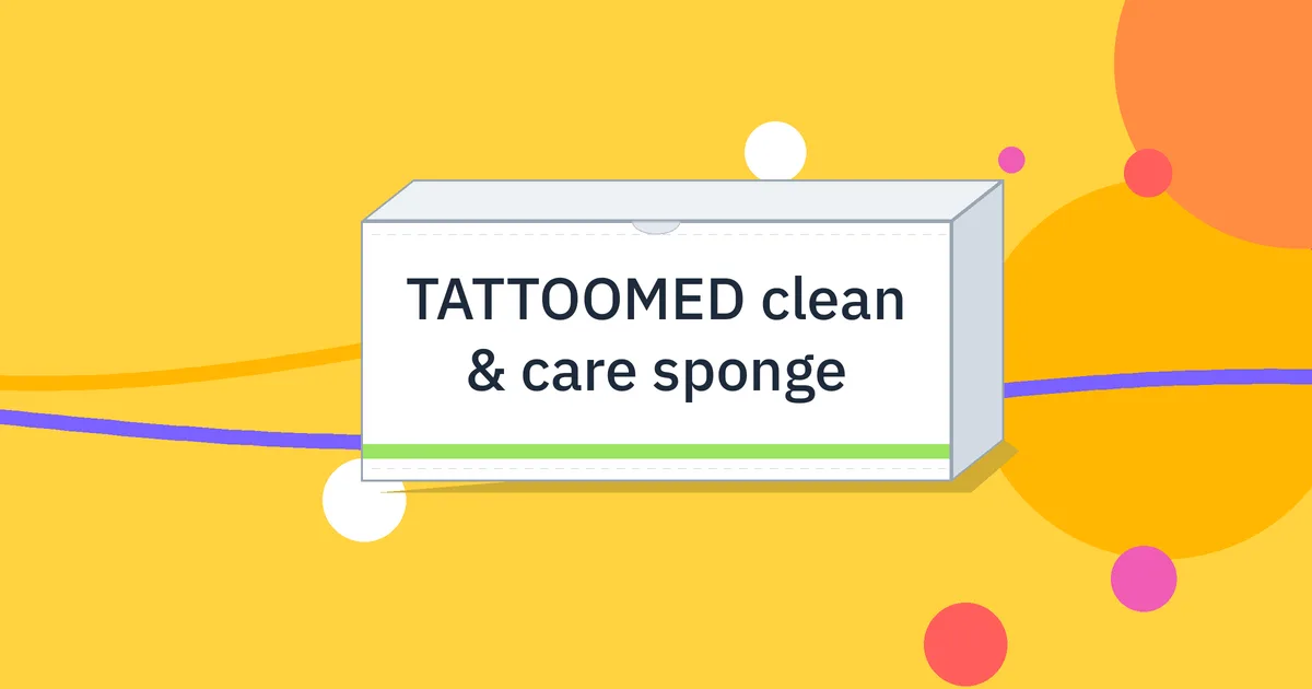 Symbolbild: Packung mit der Aufschrift TATTOOMED clean & care sponge (PZN 15864930) – Verfügbarkeit und Bezug in Apotheken in Frankfurt am Main
