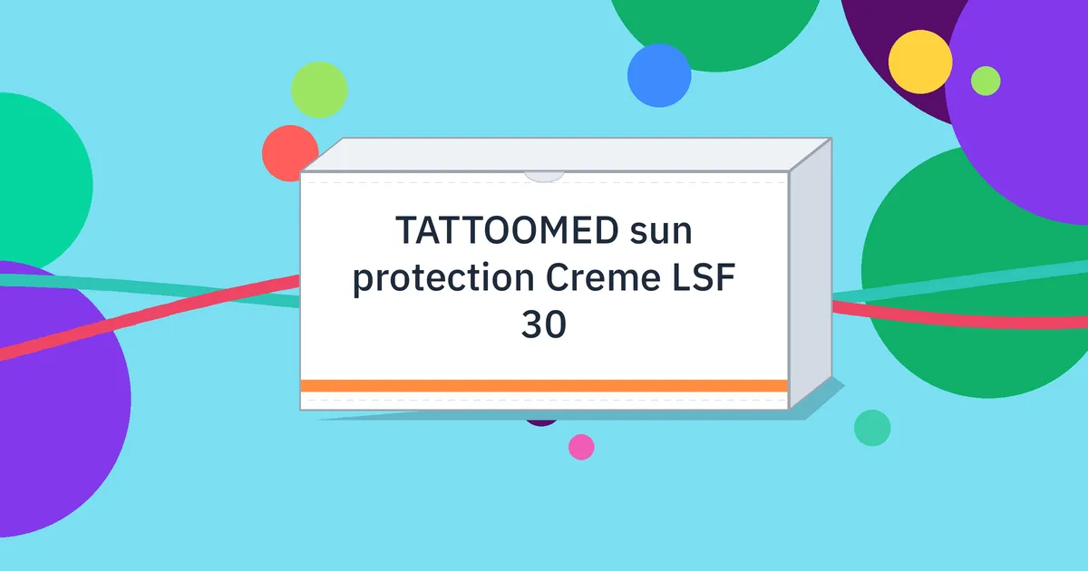 Symbolbild: Packung mit der Aufschrift TATTOOMED sun protection Creme LSF 30 (PZN 18882992) – Verfügbarkeit und Bezug in Apotheken in Frankfurt am Main