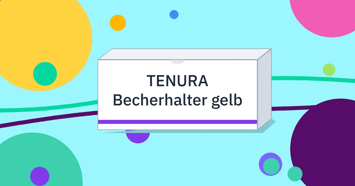 Symbolbild: Packung mit der Aufschrift TENURA Becherhalter gelb (PZN 07098516) – Verfügbarkeit und Bezug in Apotheken in Frankfurt am Main