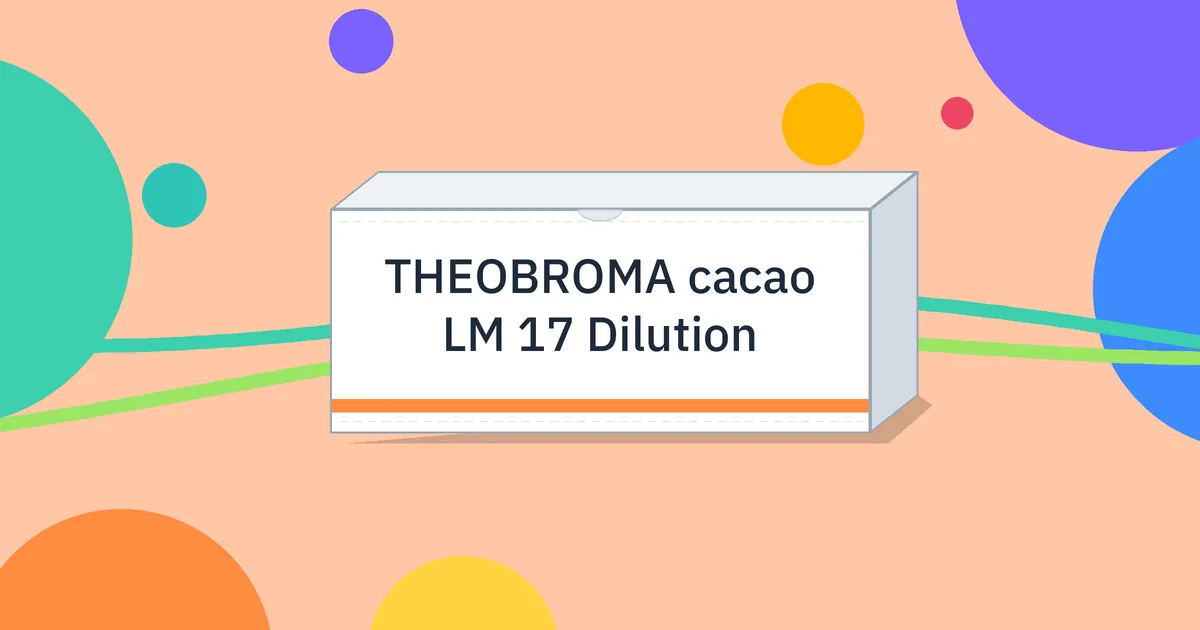 Symbolbild: Packung mit der Aufschrift THEOBROMA cacao LM 17 Dilution (PZN 13219823) – Verfügbarkeit und Bezug in Apotheken in Frankfurt am Main