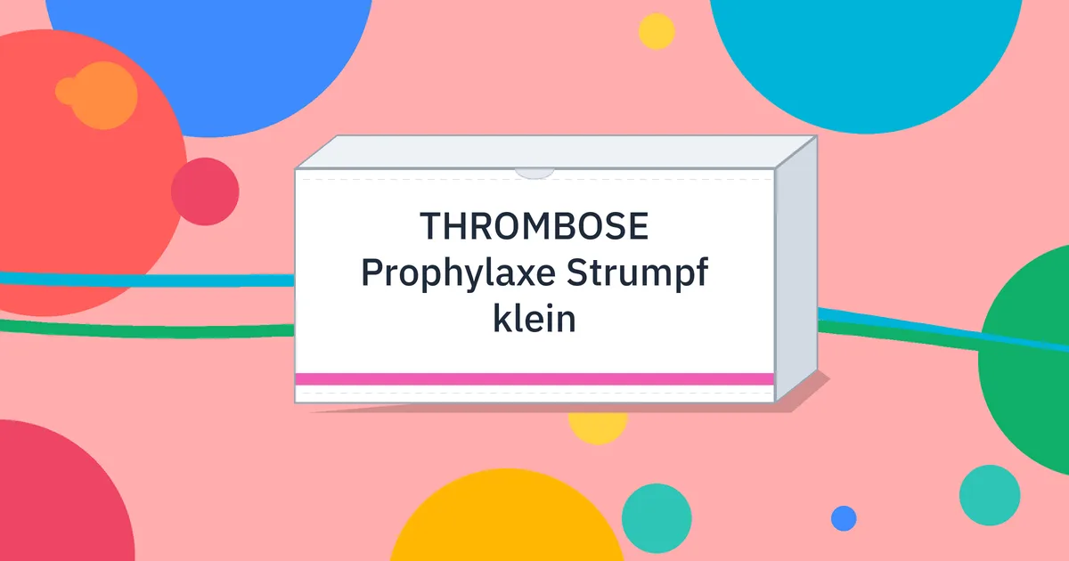 Symbolbild: Packung mit der Aufschrift THROMBOSE Prophylaxe Strumpf klein (PZN 03480288) – Verfügbarkeit und Bezug in Apotheken in Frankfurt am Main