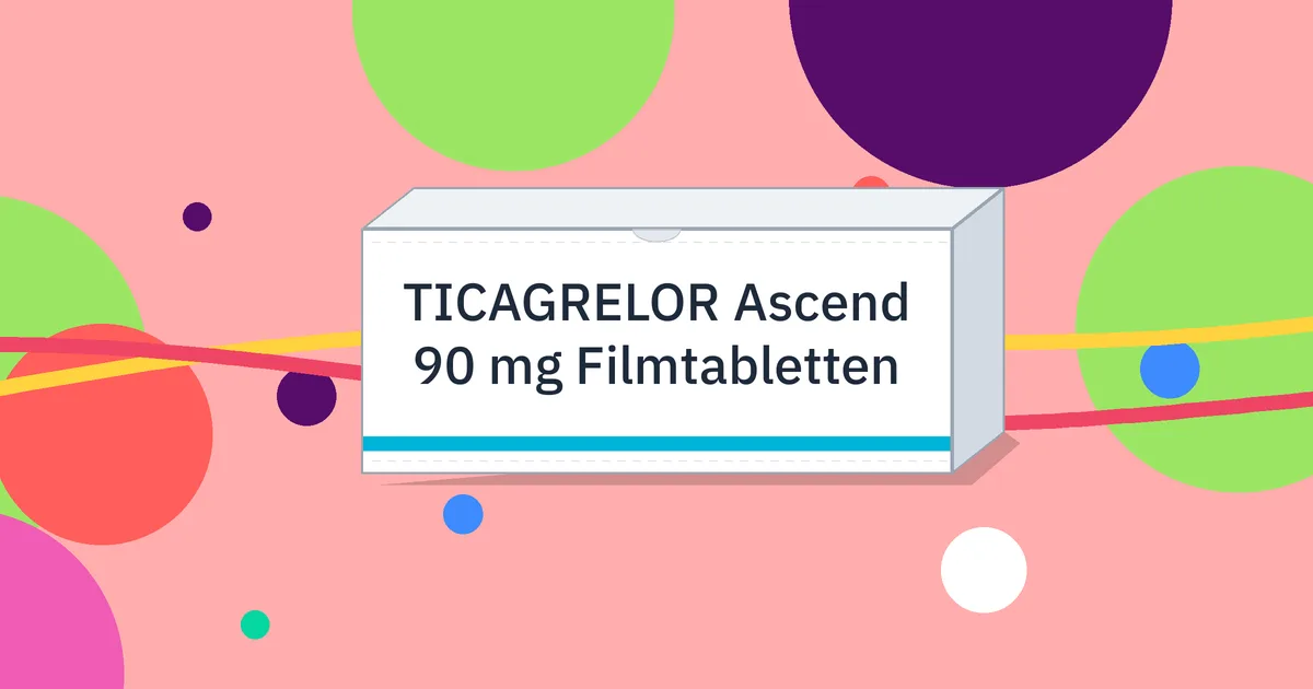 Symbolbild: Packung mit der Aufschrift TICAGRELOR Ascend 90 mg Filmtabletten (PZN 20322042) – Verfügbarkeit und Bezug in Apotheken in Frankfurt am Main