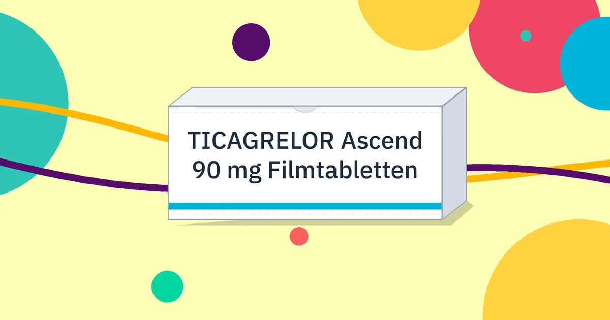 Symbolbild: Packung mit der Aufschrift TICAGRELOR Ascend 90 mg Filmtabletten (PZN 19785682) – Verfügbarkeit und Bezug in Apotheken in Frankfurt am Main