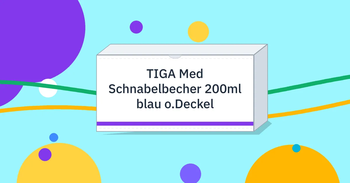 Symbolbild: Packung mit der Aufschrift TIGA Med Schnabelbecher 200ml blau o.Deckel (PZN 06839152) – Verfügbarkeit und Bezug in Apotheken in Frankfurt am Main