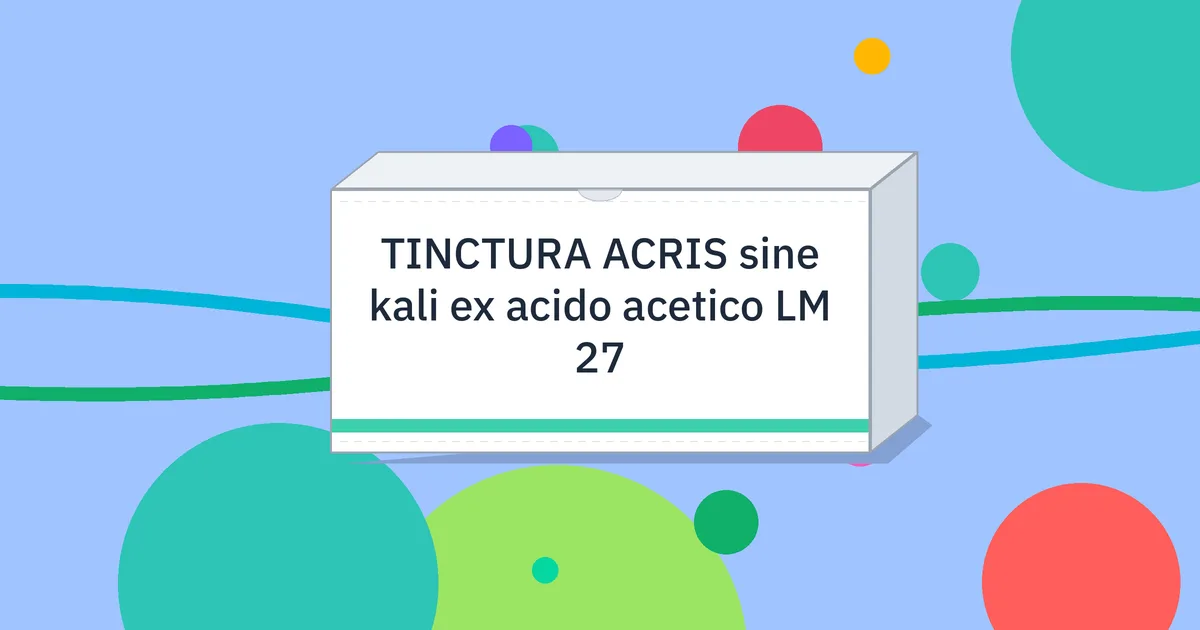 Symbolbild: Packung mit der Aufschrift TINCTURA ACRIS sine kali ex acido acetico LM 27 (PZN 13701738) – Verfügbarkeit und Bezug in Apotheken in Frankfurt am Main