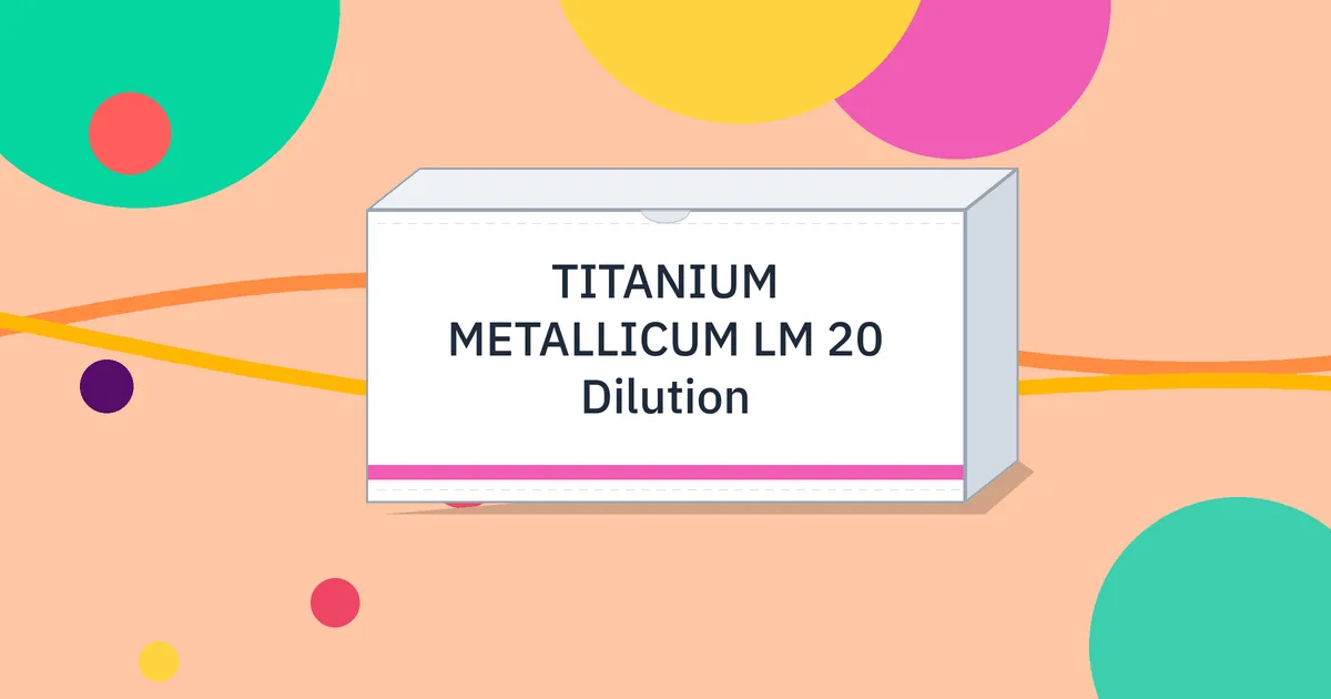 Symbolbild: Packung mit der Aufschrift TITANIUM METALLICUM LM 20 Dilution (PZN 13224445) – Verfügbarkeit und Bezug in Apotheken in Frankfurt am Main