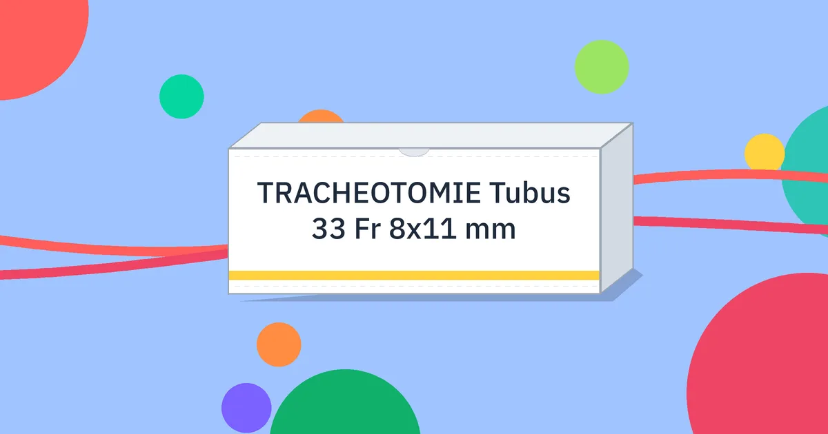 Symbolbild: Packung mit der Aufschrift TRACHEOTOMIE Tubus 33 Fr 8x11 mm (PZN 00912089) – Verfügbarkeit und Bezug in Apotheken in Frankfurt am Main
