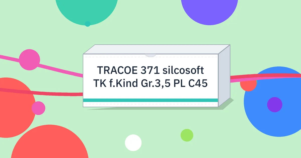 Symbolbild: Packung mit der Aufschrift TRACOE 371 silcosoft TK f.Kind Gr.3,5 PL C45 (PZN 14315256) – Verfügbarkeit und Bezug in Apotheken in Frankfurt am Main