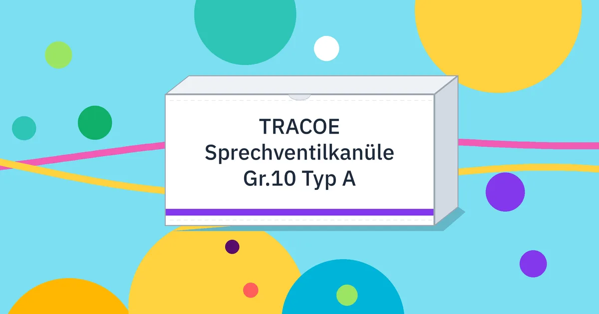 Symbolbild: Packung mit der Aufschrift TRACOE Sprechventilkanüle Gr.10 Typ A (PZN 07483473) – Verfügbarkeit und Bezug in Apotheken in Frankfurt am Main