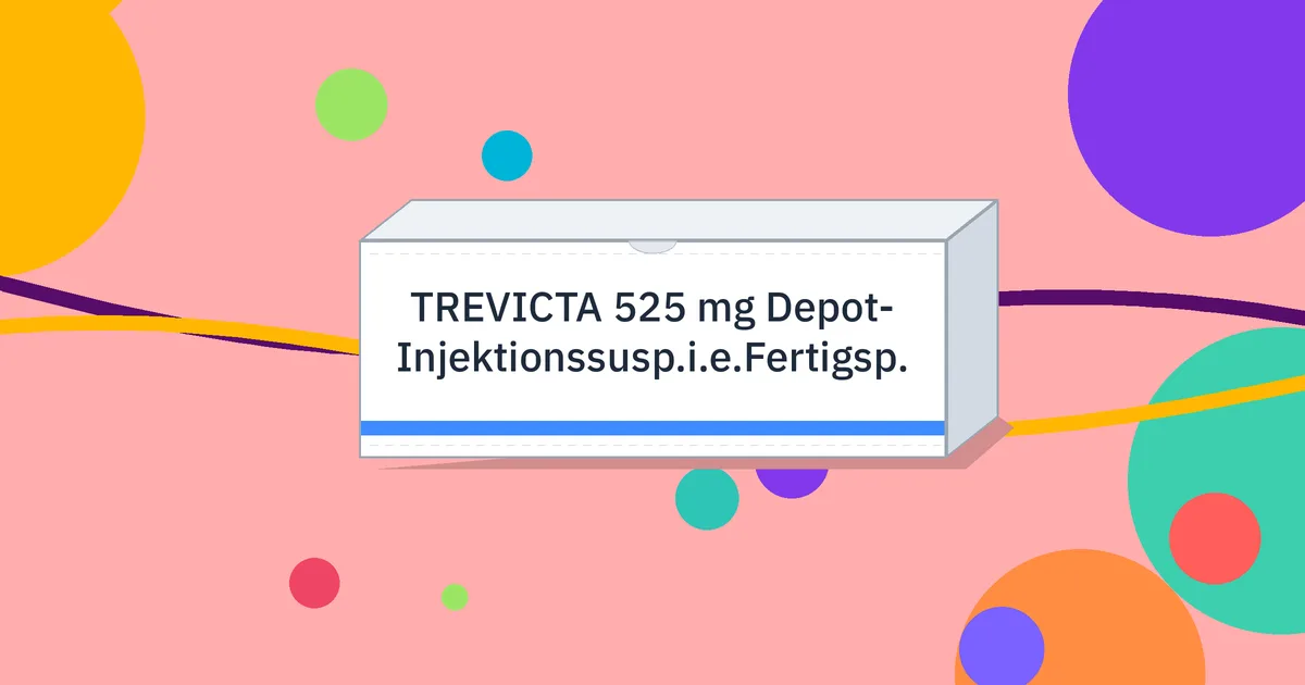 Symbolbild: Packung mit der Aufschrift TREVICTA 525 mg Depot-Injektionssusp.i.e.Fertigsp. (PZN 11595143) – Verfügbarkeit und Bezug in Apotheken in Frankfurt am Main