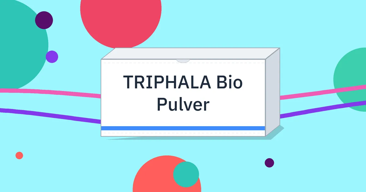 Symbolbild: Packung mit der Aufschrift TRIPHALA Bio Pulver (PZN 15423539) – Verfügbarkeit und Bezug in Apotheken in Frankfurt am Main