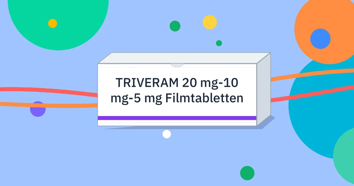 Symbolbild: Packung mit der Aufschrift TRIVERAM 20 mg-10 mg-5 mg Filmtabletten (PZN 19999822) – Verfügbarkeit und Bezug in Apotheken in Frankfurt am Main