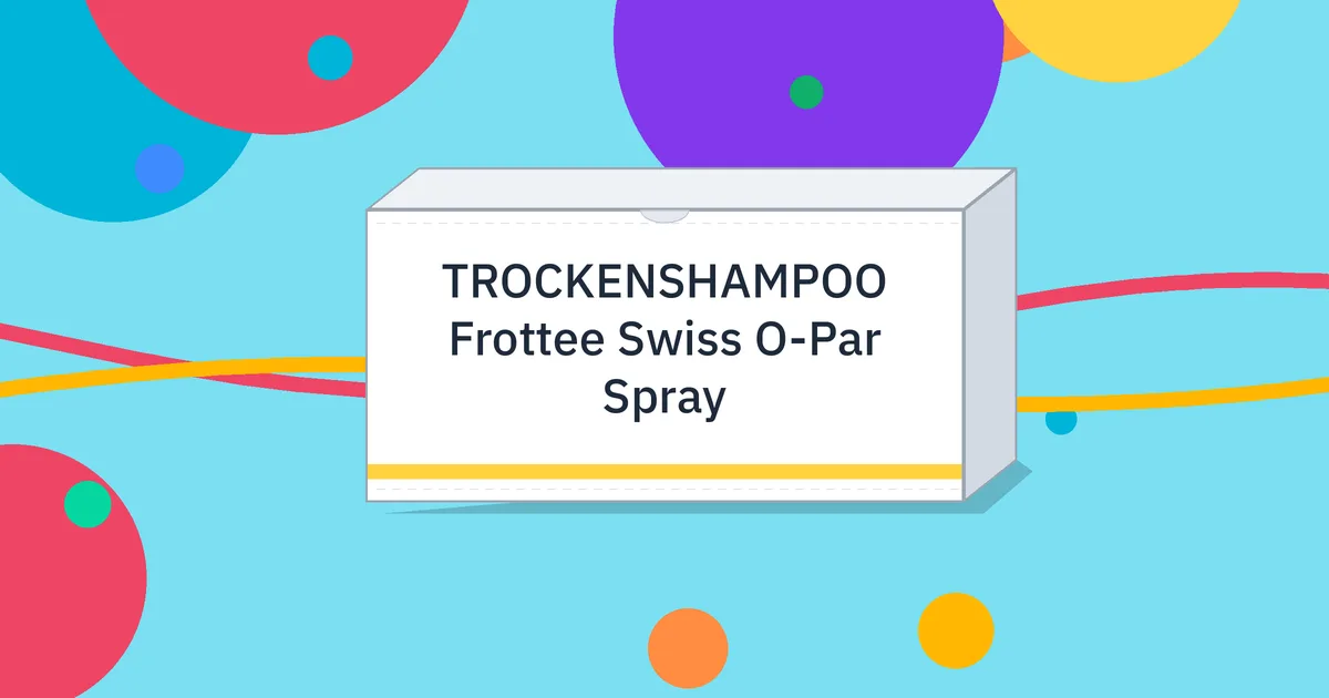 Symbolbild: Packung mit der Aufschrift TROCKENSHAMPOO Frottee Swiss O-Par Spray (PZN 02187882) – Verfügbarkeit und Bezug in Apotheken in Frankfurt am Main