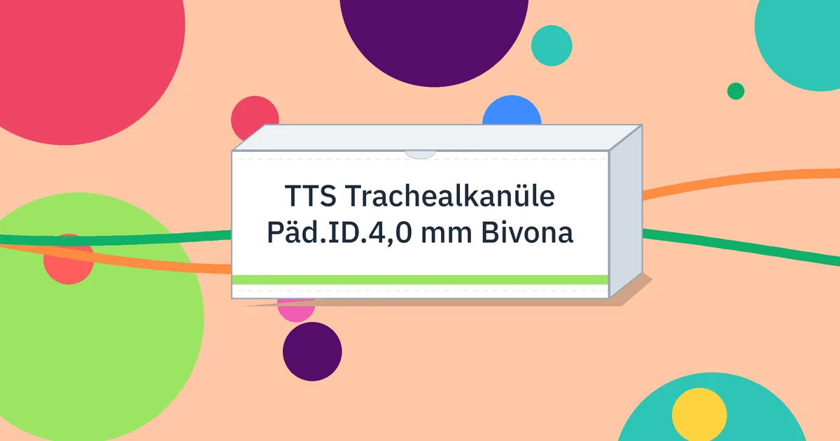 Symbolbild: Packung mit der Aufschrift TTS Trachealkanüle Päd.ID.4,0 mm Bivona (PZN 02257186) – Verfügbarkeit und Bezug in Apotheken in Frankfurt am Main