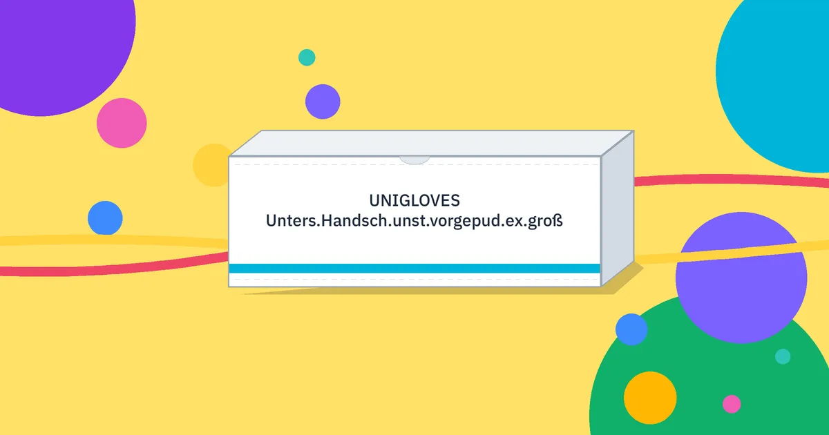 Symbolbild: Packung mit der Aufschrift UNIGLOVES Unters.Handsch.unst.vorgepud.ex.groß (PZN 07515753) – Verfügbarkeit und Bezug in Apotheken in Frankfurt am Main