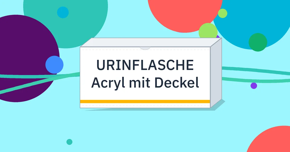 Symbolbild: Packung mit der Aufschrift URINFLASCHE Acryl mit Deckel (PZN 08480198) – Verfügbarkeit und Bezug in Apotheken in Frankfurt am Main