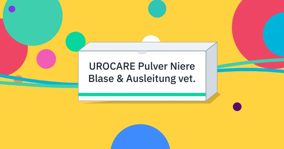 Symbolbild: Packung mit der Aufschrift UROCARE Pulver Niere Blase & Ausleitung vet. (PZN 20222323) – Verfügbarkeit und Bezug in Apotheken in Frankfurt am Main