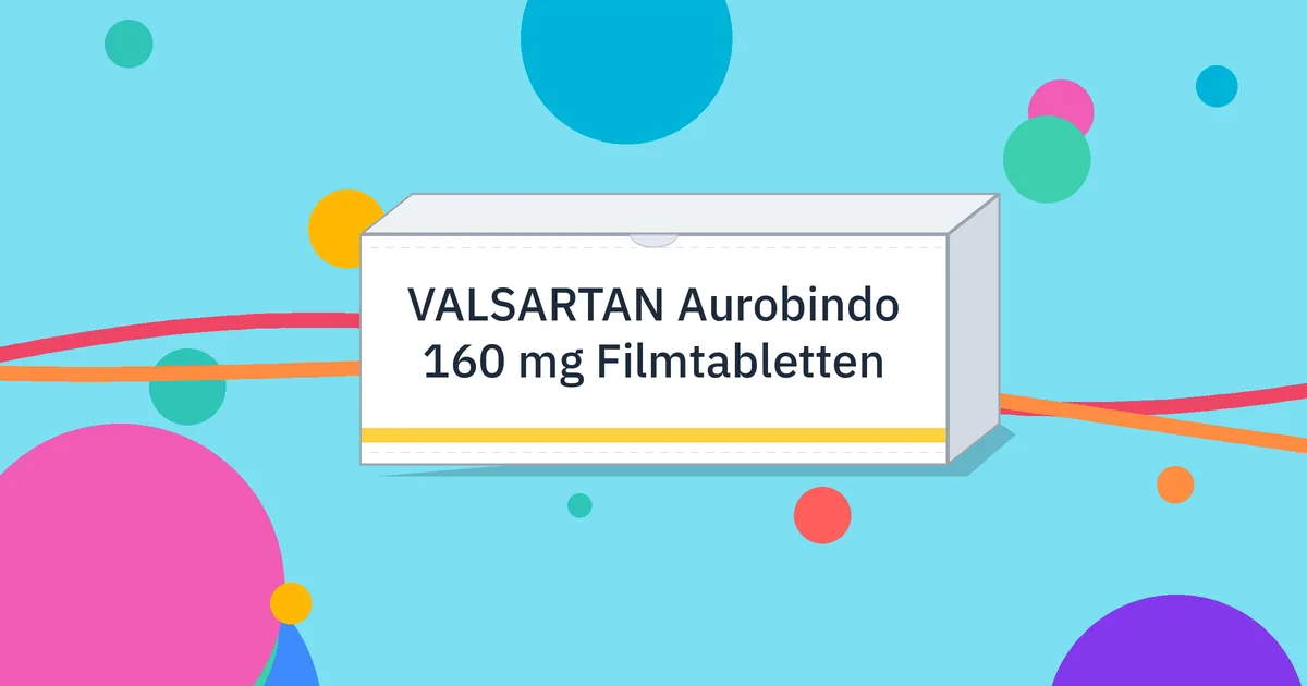 Symbolbild: Packung mit der Aufschrift VALSARTAN Aurobindo 160 mg Filmtabletten (PZN 18352202) – Verfügbarkeit und Bezug in Apotheken in Frankfurt am Main