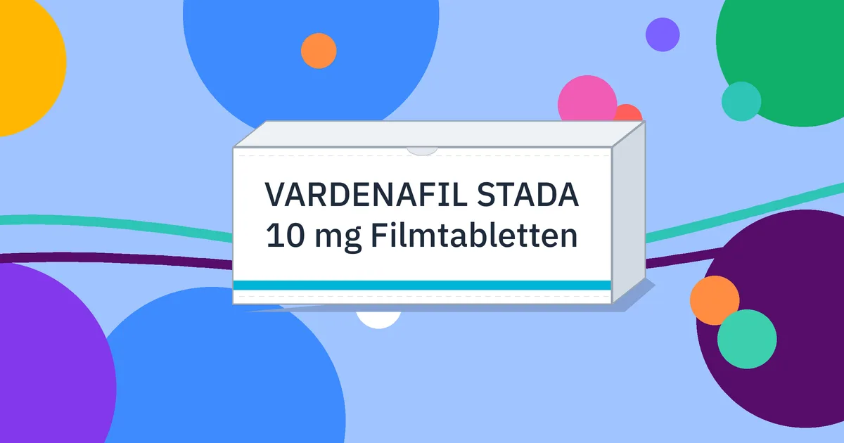 Symbolbild: Packung mit der Aufschrift VARDENAFIL STADA 10 mg Filmtabletten (PZN 14053661) – Verfügbarkeit und Bezug in Apotheken in Frankfurt am Main