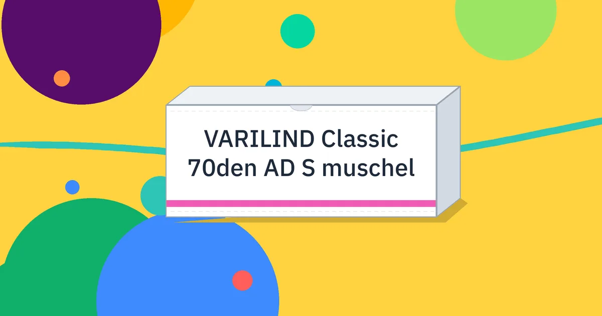Symbolbild: Packung mit der Aufschrift VARILIND Classic 70den AD S muschel (PZN 09521479) – Verfügbarkeit und Bezug in Apotheken in Frankfurt am Main