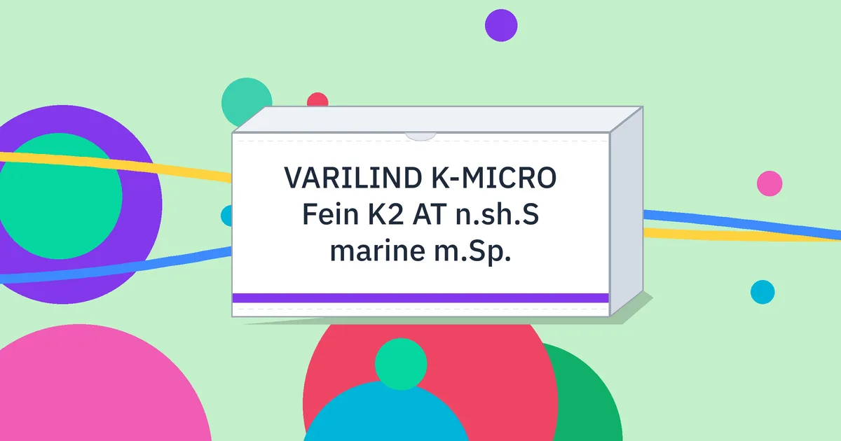 Symbolbild: Packung mit der Aufschrift VARILIND K-MICRO Fein K2 AT n.sh.S marine m.Sp. (PZN 20553273) – Verfügbarkeit und Bezug in Apotheken in Frankfurt am Main