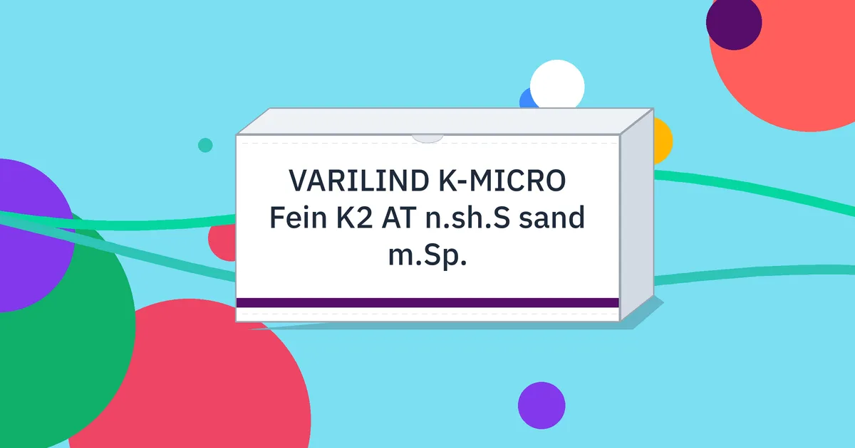 Symbolbild: Packung mit der Aufschrift VARILIND K-MICRO Fein K2 AT n.sh.S sand m.Sp. (PZN 20618133) – Verfügbarkeit und Bezug in Apotheken in Frankfurt am Main