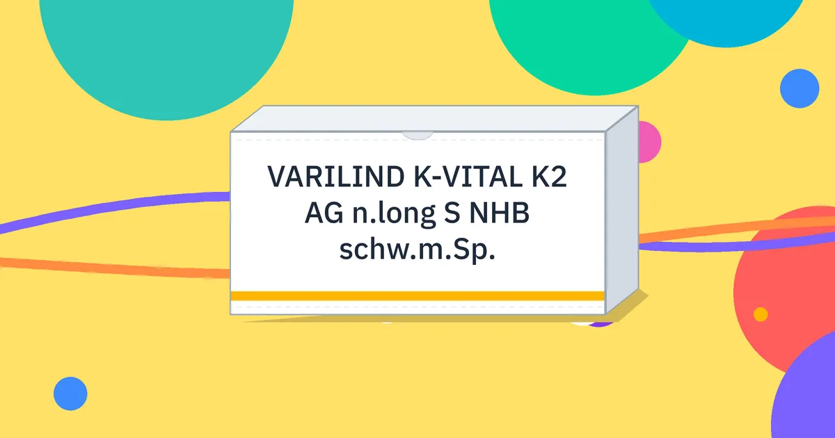 Symbolbild: Packung mit der Aufschrift VARILIND K-VITAL K2 AG n.long S NHB schw.m.Sp. (PZN 20565069) – Verfügbarkeit und Bezug in Apotheken in Frankfurt am Main