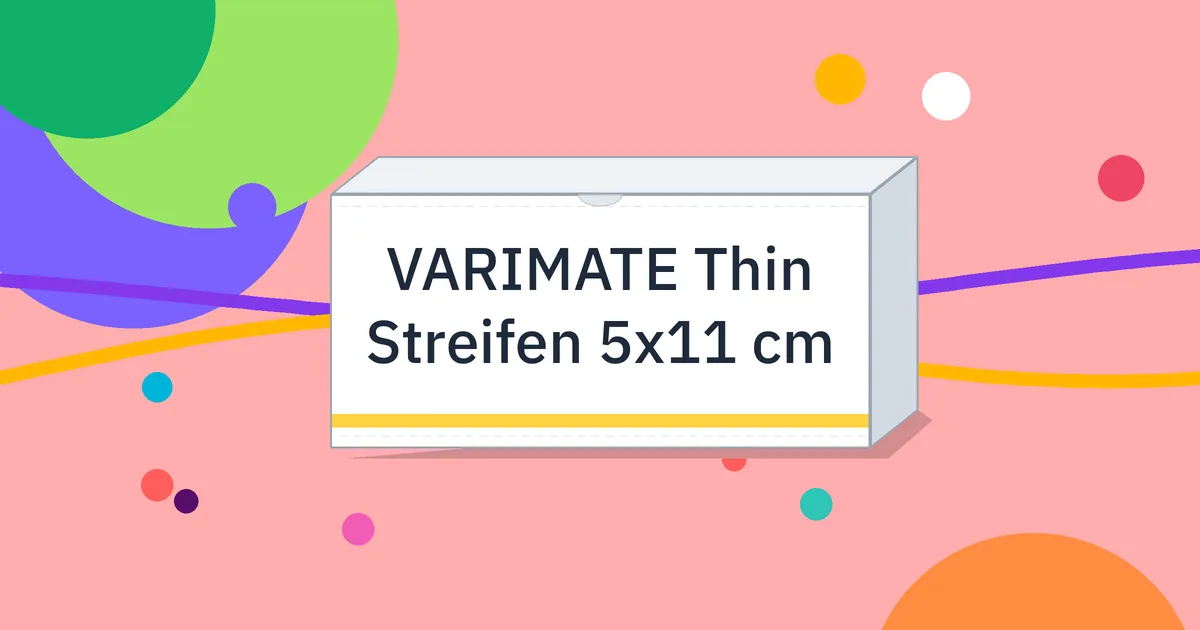 Symbolbild: Packung mit der Aufschrift VARIMATE Thin Streifen 5x11 cm (PZN 02788564) – Verfügbarkeit und Bezug in Apotheken in Frankfurt am Main