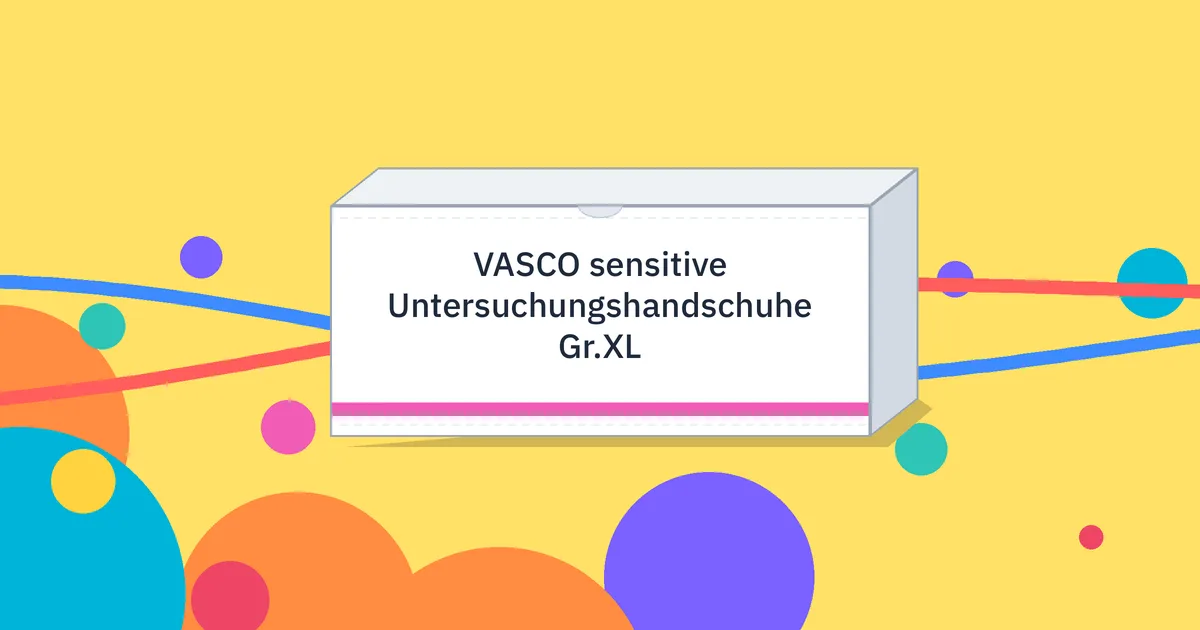 Symbolbild: Packung mit der Aufschrift VASCO sensitive Untersuchungshandschuhe Gr.XL (PZN 03462913) – Verfügbarkeit und Bezug in Apotheken in Frankfurt am Main