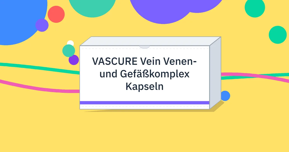 Symbolbild: Packung mit der Aufschrift VASCURE Vein Venen- und Gefäßkomplex Kapseln (PZN 20861690) – Verfügbarkeit und Bezug in Apotheken in Frankfurt am Main