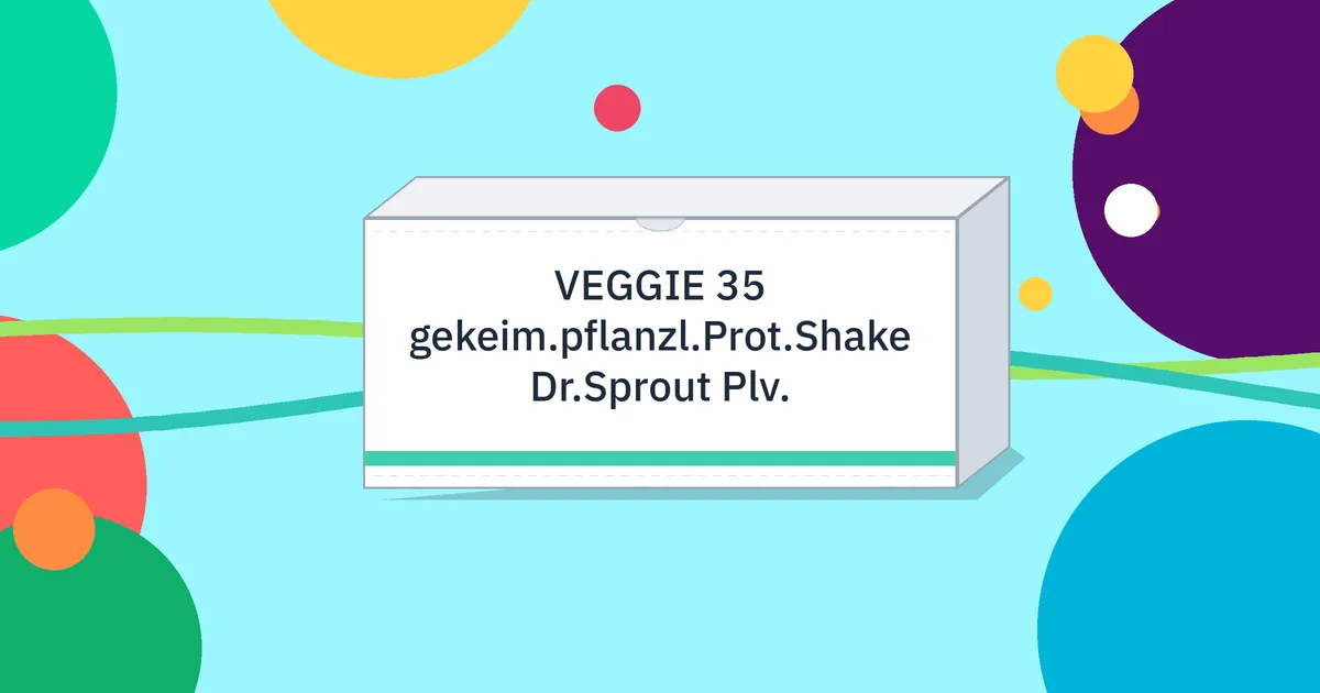Symbolbild: Packung mit der Aufschrift VEGGIE 35 gekeim.pflanzl.Prot.Shake Dr.Sprout Plv. (PZN 15633969) – Verfügbarkeit und Bezug in Apotheken in Frankfurt am Main