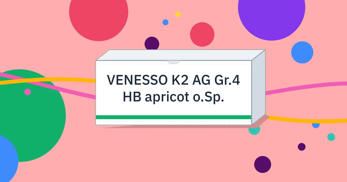 Symbolbild: Packung mit der Aufschrift VENESSO K2 AG Gr.4 HB apricot o.Sp. (PZN 03265035) – Verfügbarkeit und Bezug in Apotheken in Frankfurt am Main