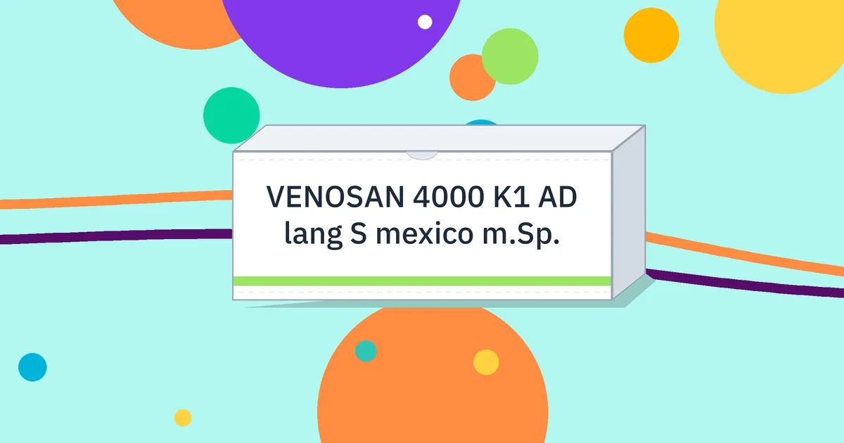 Symbolbild: Packung mit der Aufschrift VENOSAN 4000 K1 AD lang S mexico m.Sp. (PZN 14422963) – Verfügbarkeit und Bezug in Apotheken in Frankfurt am Main
