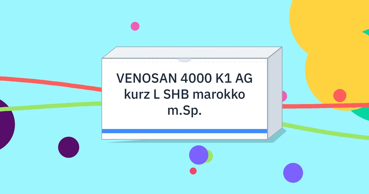 Symbolbild: Packung mit der Aufschrift VENOSAN 4000 K1 AG kurz L SHB marokko m.Sp. (PZN 14425358) – Verfügbarkeit und Bezug in Apotheken in Frankfurt am Main
