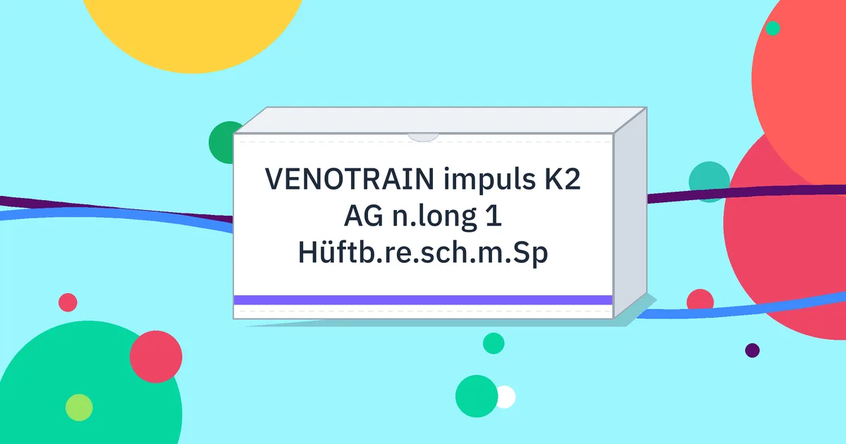 Symbolbild: Packung mit der Aufschrift VENOTRAIN impuls K2 AG n.long 1 Hüftb.re.sch.m.Sp (PZN 10292995) – Verfügbarkeit und Bezug in Apotheken in Frankfurt am Main