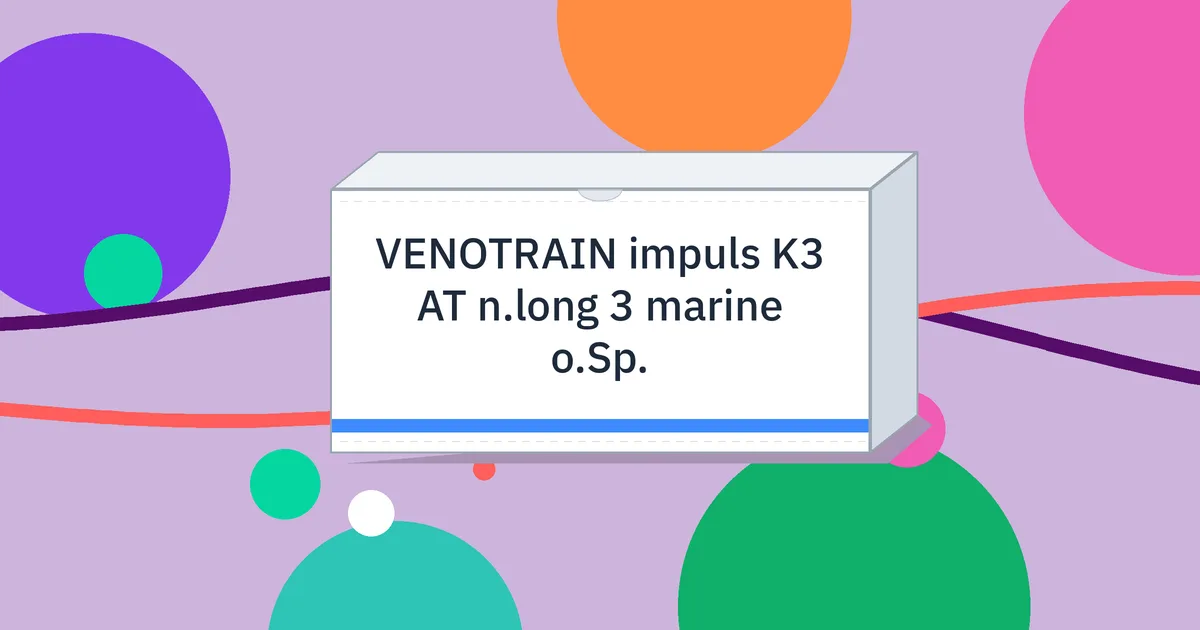 Symbolbild: Packung mit der Aufschrift VENOTRAIN impuls K3 AT n.long 3 marine o.Sp. (PZN 19355898) – Verfügbarkeit und Bezug in Apotheken in Frankfurt am Main