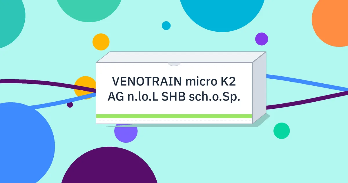 Symbolbild: Packung mit der Aufschrift VENOTRAIN micro K2 AG n.lo.L SHB sch.o.Sp. (PZN 02371700) – Verfügbarkeit und Bezug in Apotheken in Frankfurt am Main