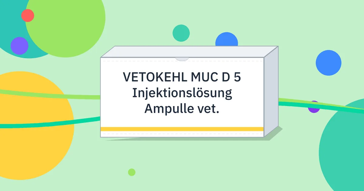 Symbolbild: Packung mit der Aufschrift VETOKEHL MUC D 5 Injektionslösung Ampulle vet. (PZN 04599488) – Verfügbarkeit und Bezug in Apotheken in Frankfurt am Main