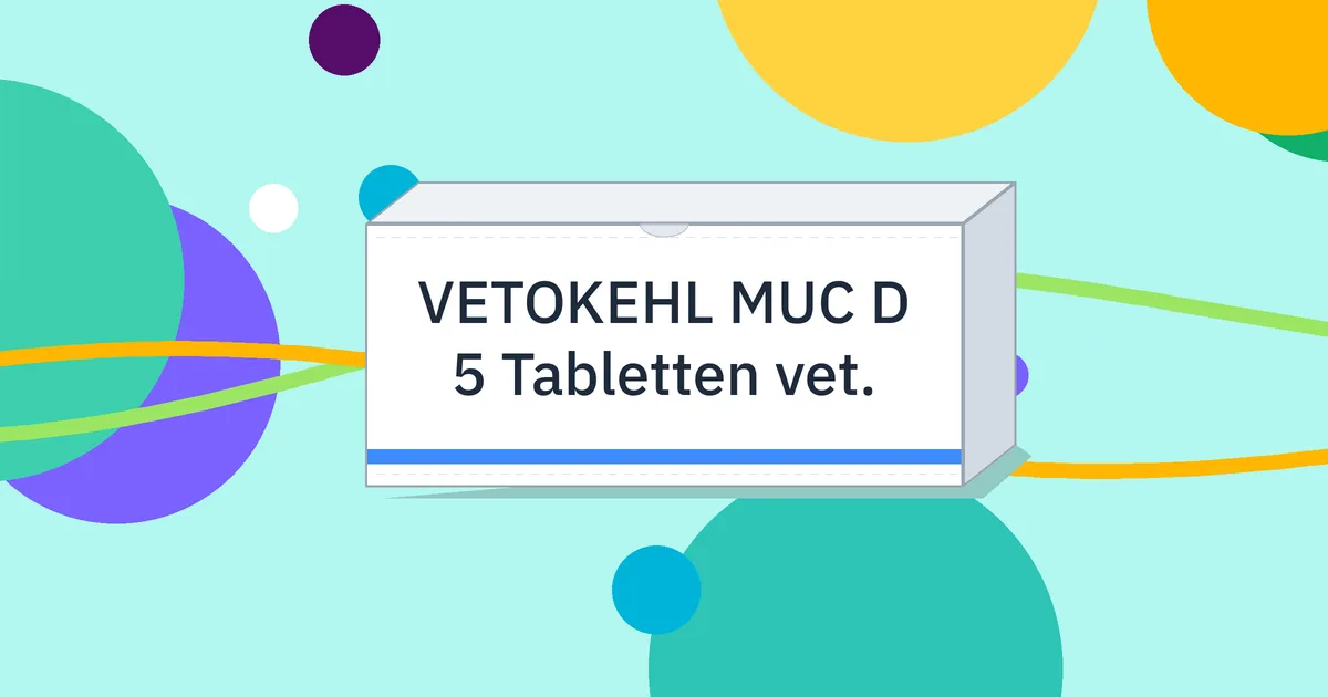 Symbolbild: Packung mit der Aufschrift VETOKEHL MUC D 5 Tabletten vet. (PZN 04599525) – Verfügbarkeit und Bezug in Apotheken in Frankfurt am Main